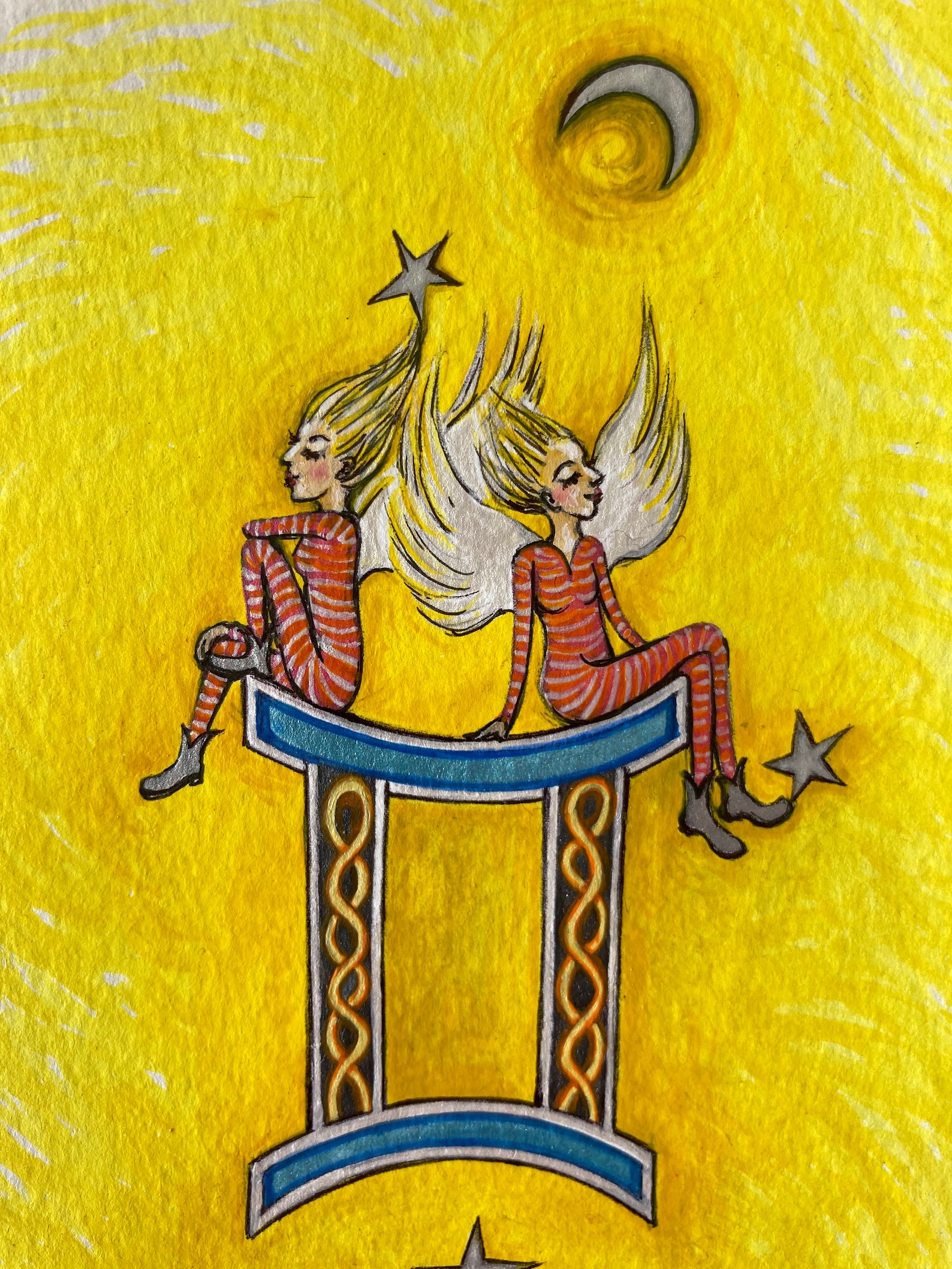 Gemini Gemini watercolour Gemini design zodiac art | Etsy