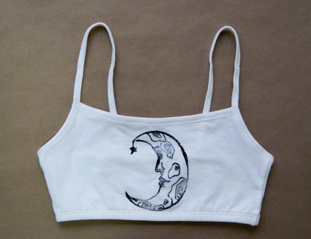 Moon Face Design Bra Crop Top Shirt in Black and White - Etsy