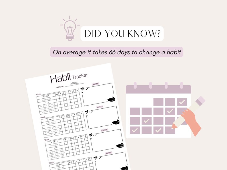Habit Tracker, Printable Monthly Habit Tracker, Habit Tracker Year ...