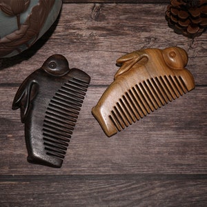 Rabbit Shape Wood Comb Retro Guaiac Hair Accessories - Etsy