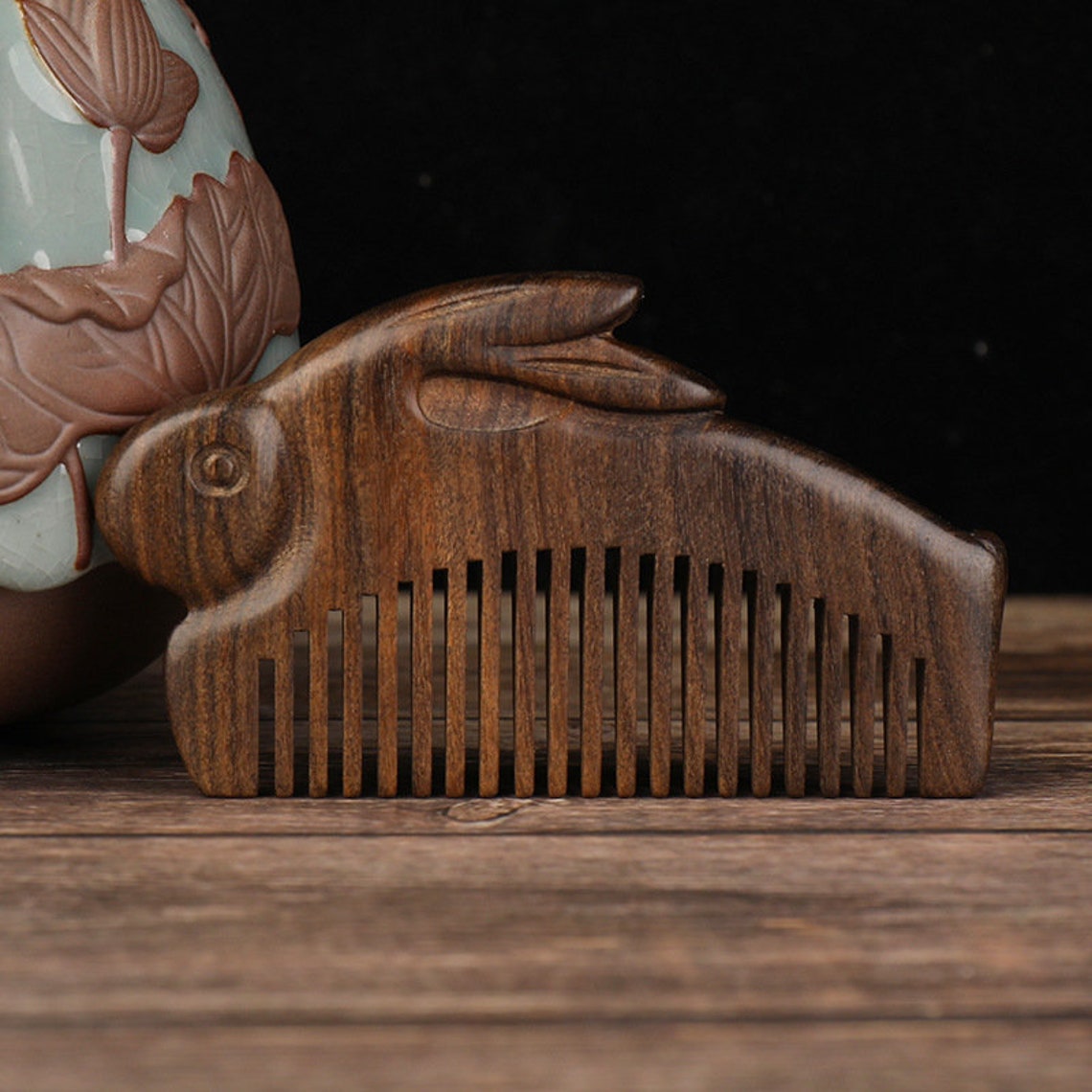 Rabbit shape wood comb retro guaiac hair accessories | Etsy