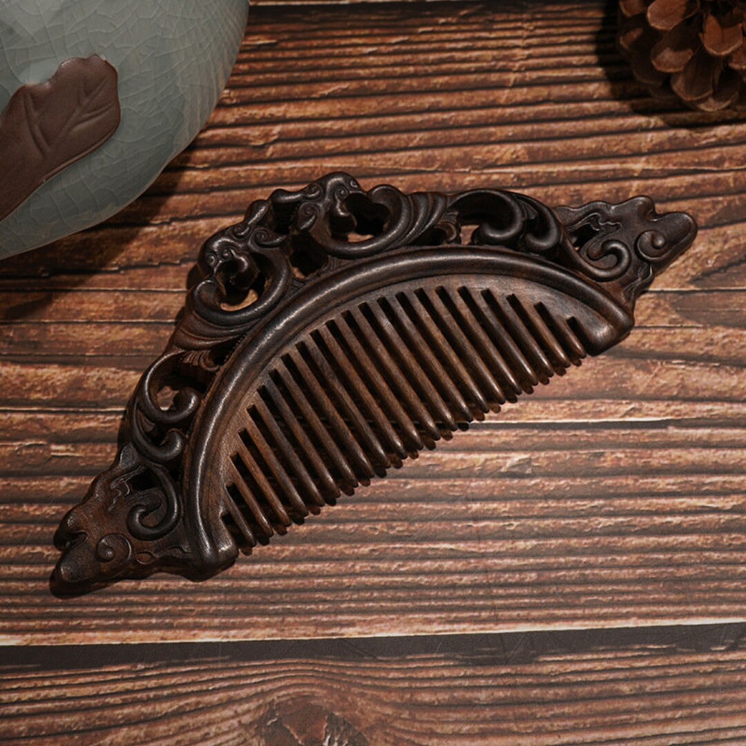 Hollow Flower Wood Comb Retro Guibourtia Wood Hair Accessories - Etsy