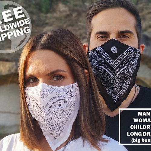 4-layer Bandana Mask With Adjustable Ear Loops & Nose Wire | Etsy