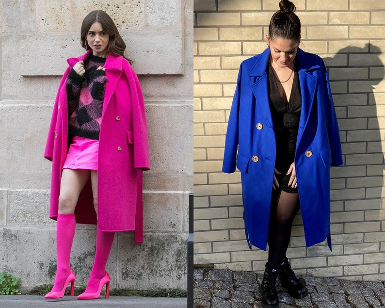 Emily in Paris rosa Wolle Mantel All Seasons Mantel Warm | Etsy