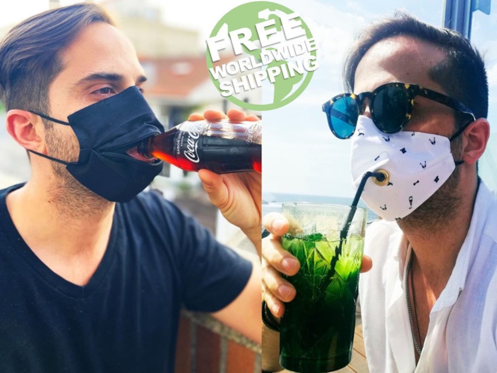 Face Mask with straw hole or invisible zipper | Etsy