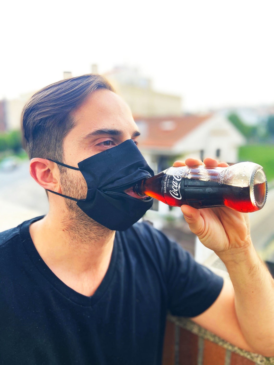 Face Mask with straw hole or invisible zipper | Etsy