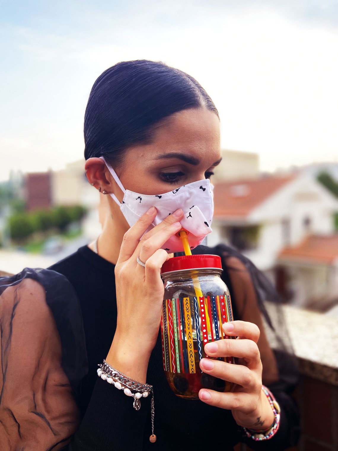 Face Mask with straw hole or invisible zipper | Etsy