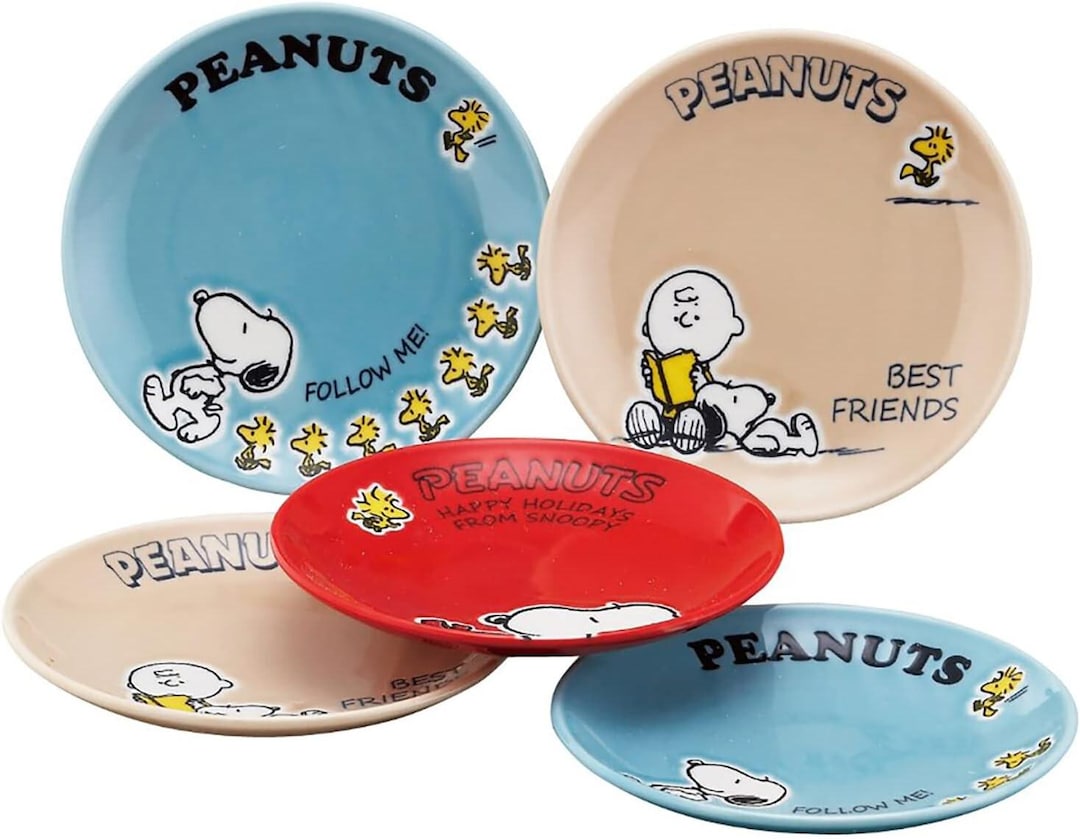 PEANUTS Snoopy Ceramic Plates Dishes / Set of 5 Made in Japan - Etsy