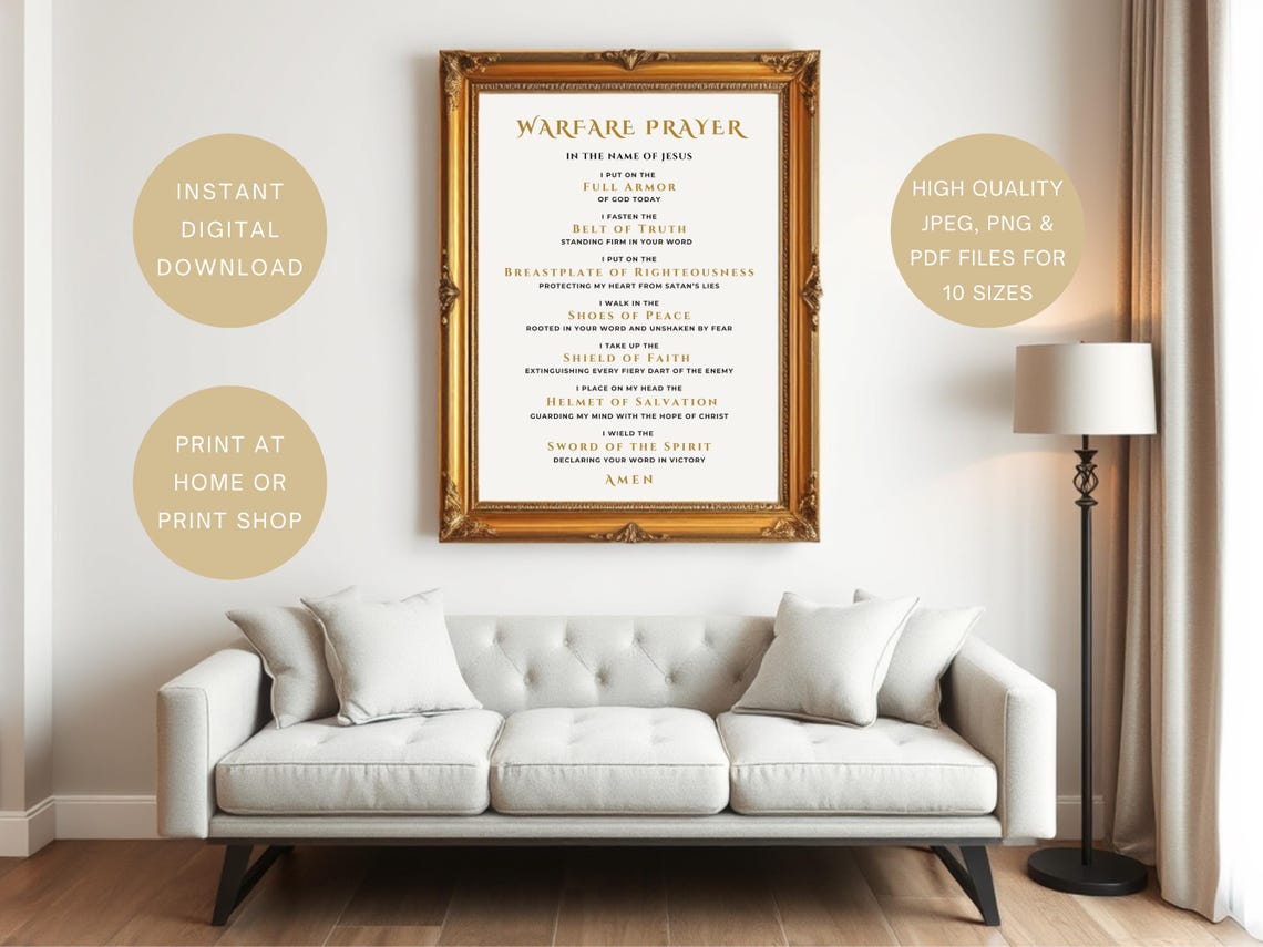 Armor of God Wall Art, Warfare Prayer Print, Scripture Wall Art ...