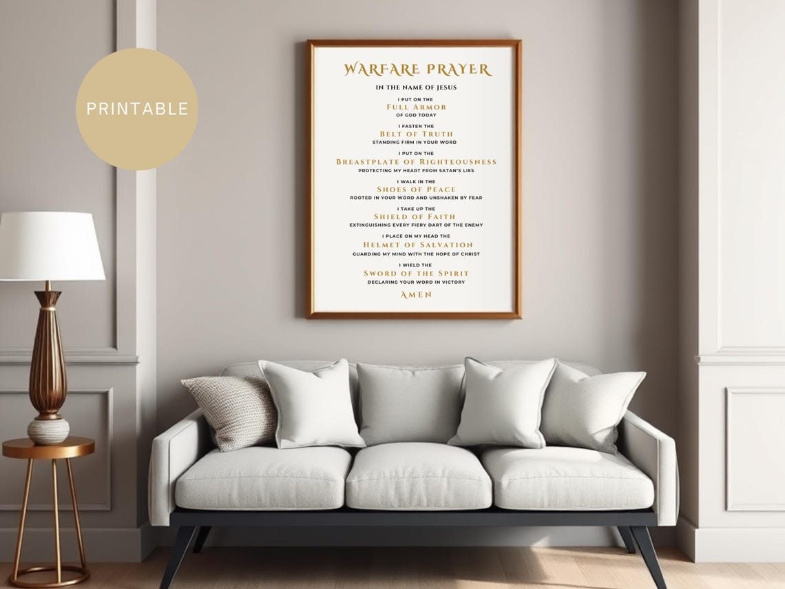 Armor of God Wall Art, Warfare Prayer Print, Scripture Wall Art ...