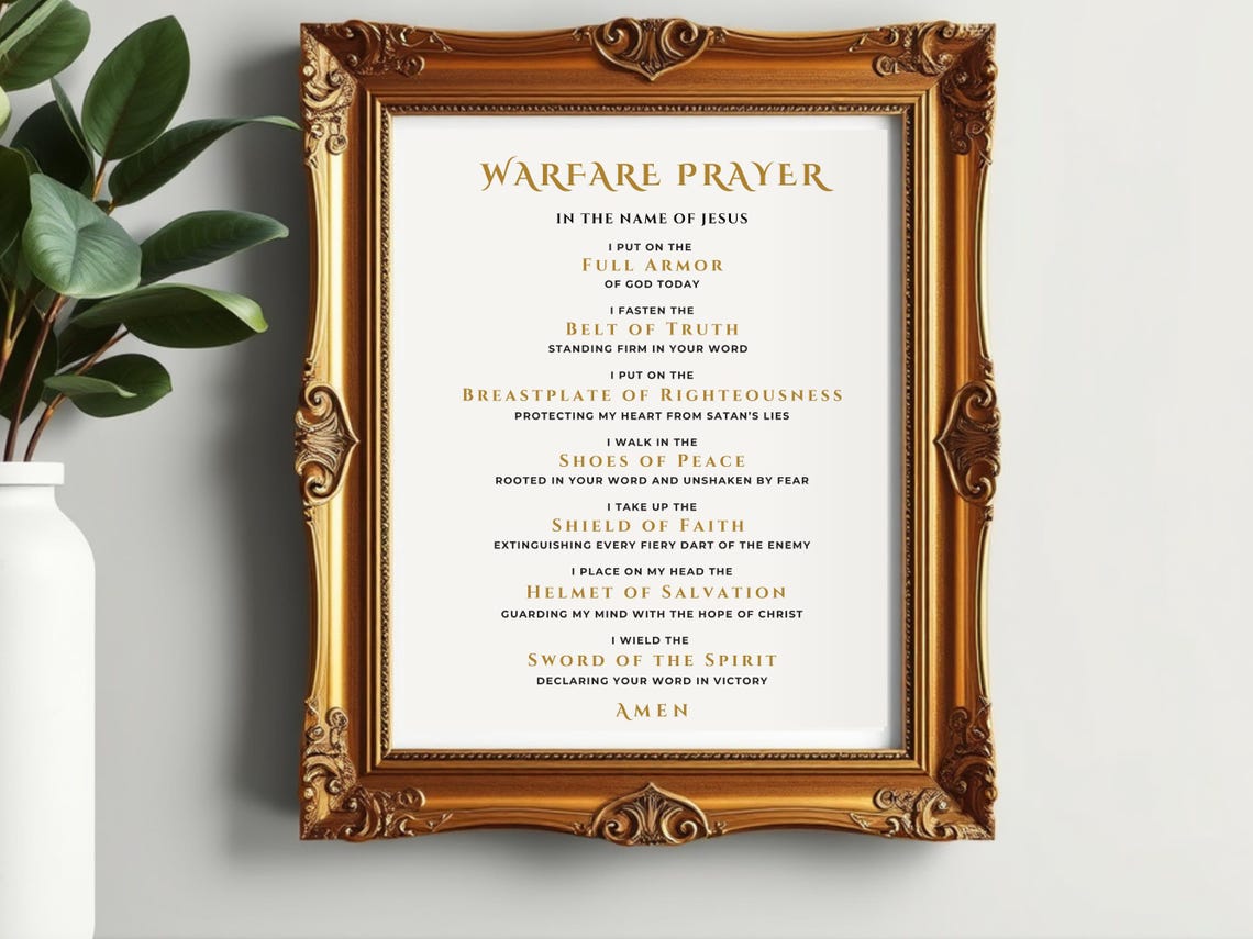 Armor of God Wall Art, Warfare Prayer Print, Scripture Wall Art ...