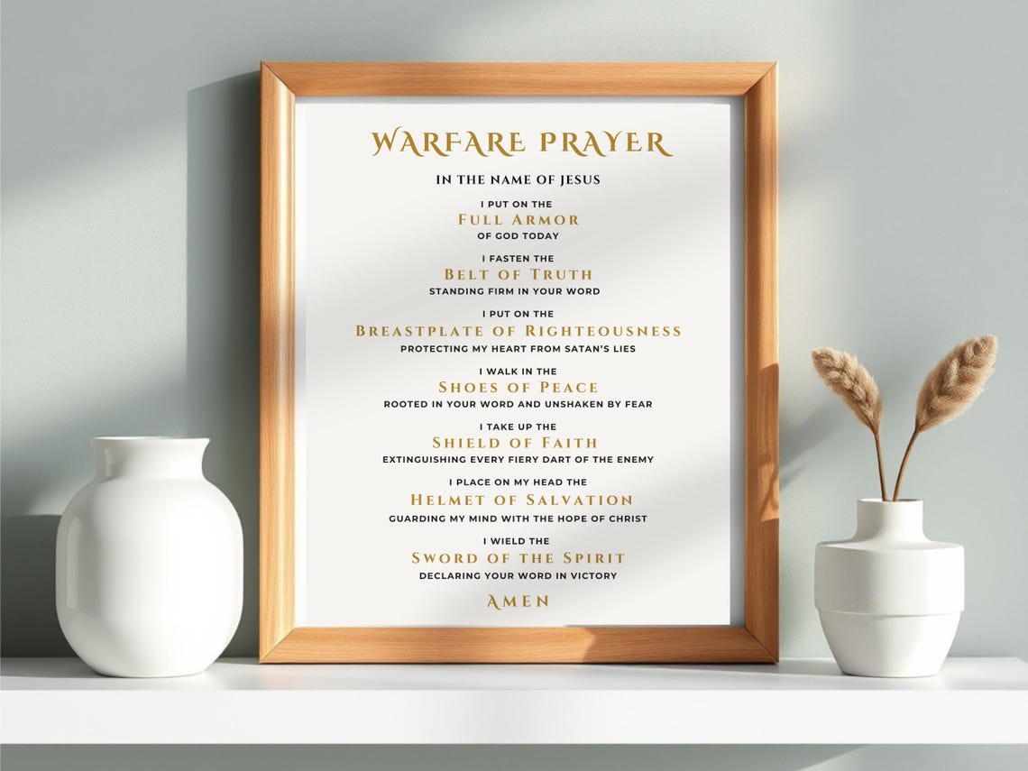 Armor of God Wall Art, Warfare Prayer Print, Scripture Wall Art ...