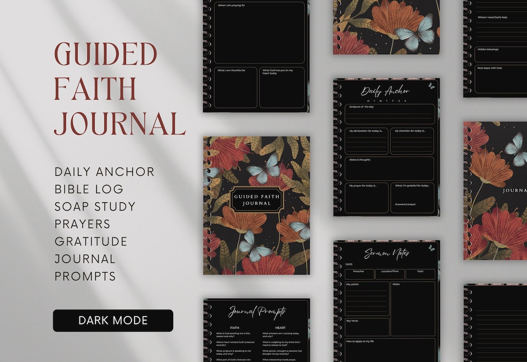 Dark Mode Guided Faith Journal, Digital Bible Study, SOAP & Reading Log ...