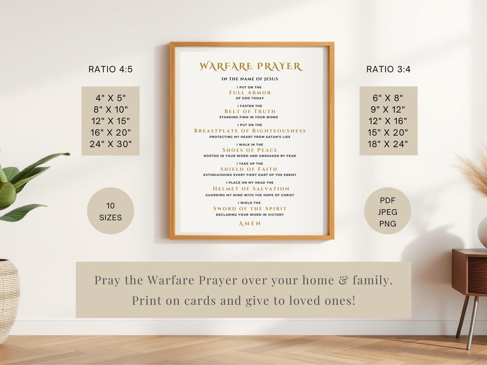 Armor of God Wall Art, Warfare Prayer Print, Scripture Wall Art ...