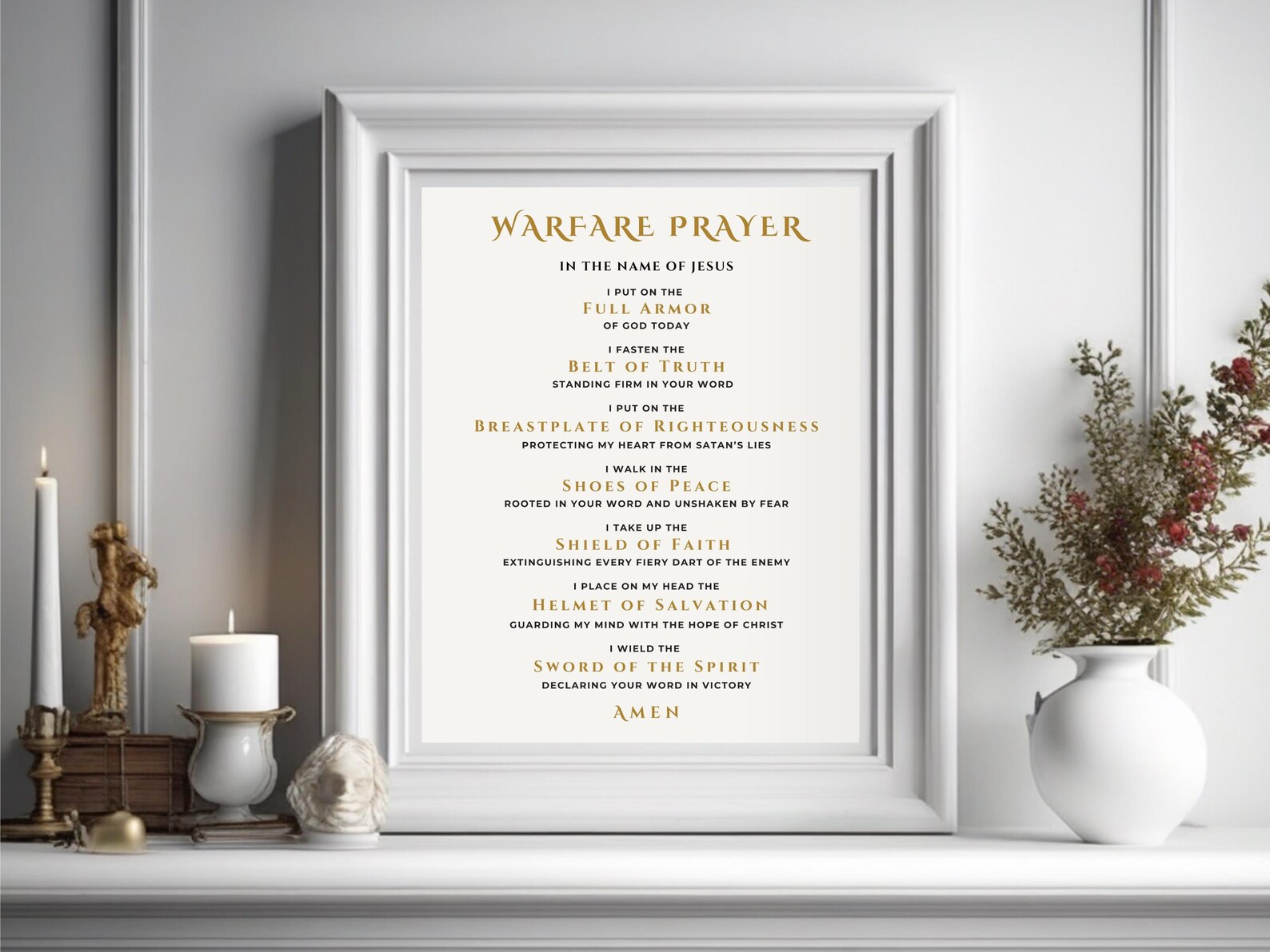 Armor of God Wall Art, Warfare Prayer Print, Scripture Wall Art ...