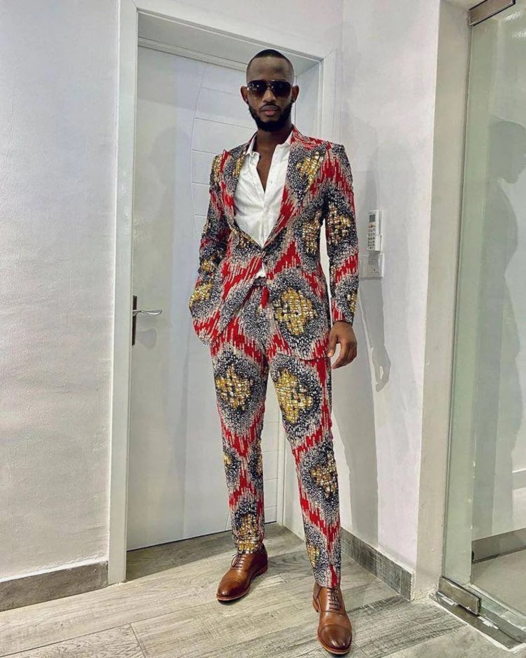 Men African Suit, Men African Clothing, African Print Men Outfit ...