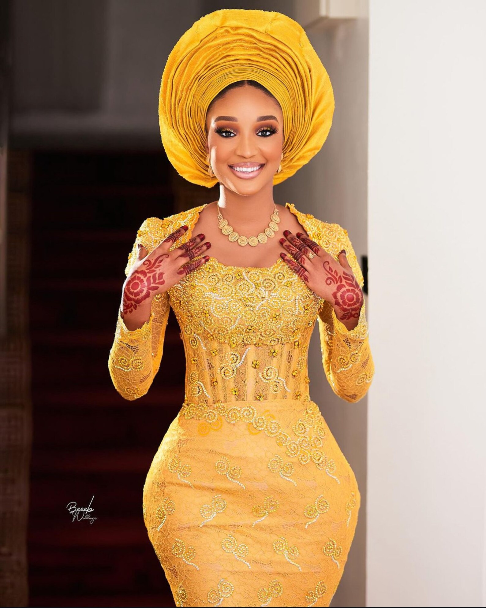 Luxury African Bridal Dress and Gele, Custom Bridal Dress, Hausa Bride ...