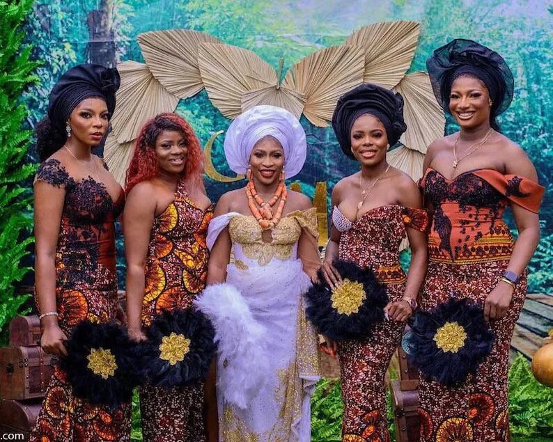 Bridesmaids Feather Wedding Fan, Nigerian Wedding Hand Fan, Asoebi ...