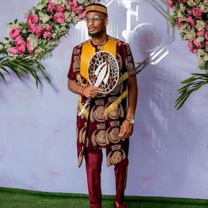 African Men Outfit, Isi Agu Men Set, Igbo Wedding Outfit, Men African ...
