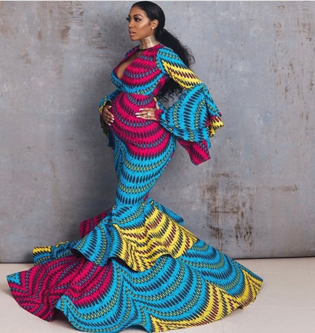 African Print Maternity Dress (A Different Fabric Option), Pregnancy ...