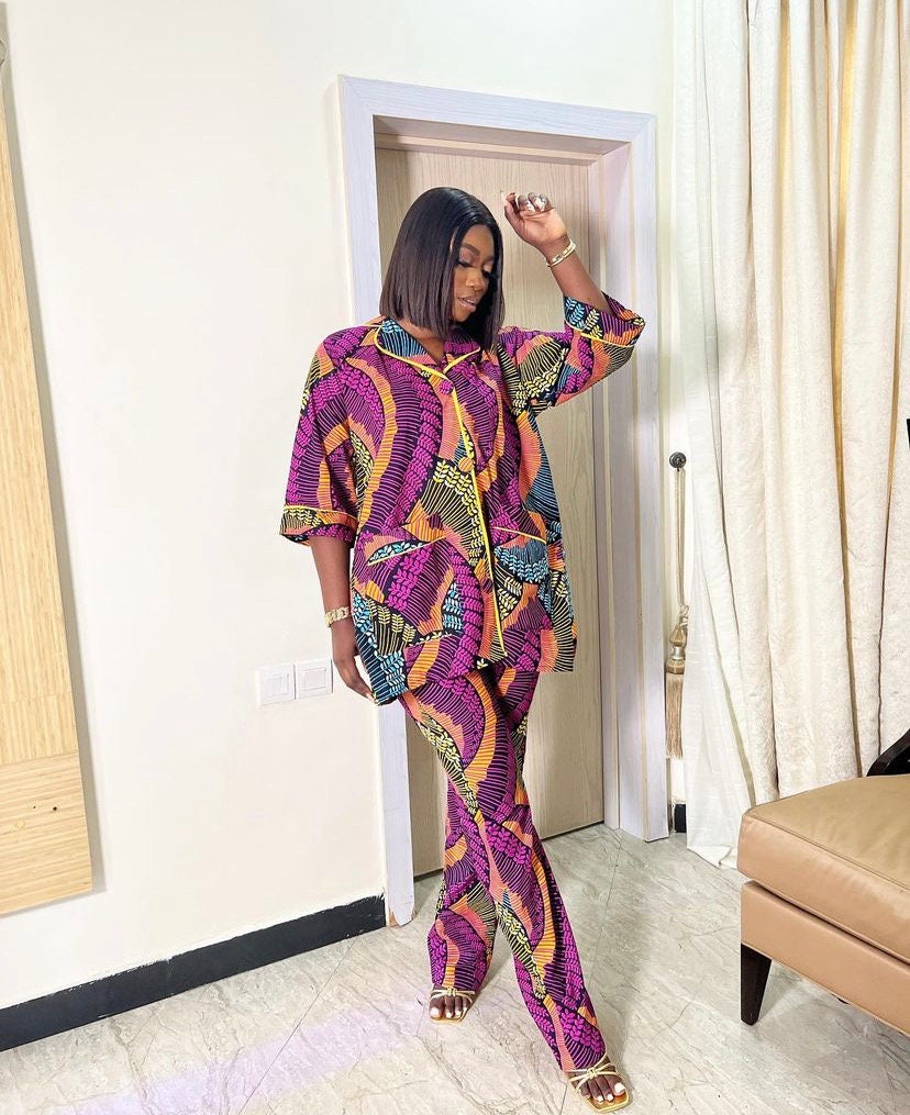 African 2 Piece Set, Ankara Co-ord, African Print 2 Piece African Pants ...