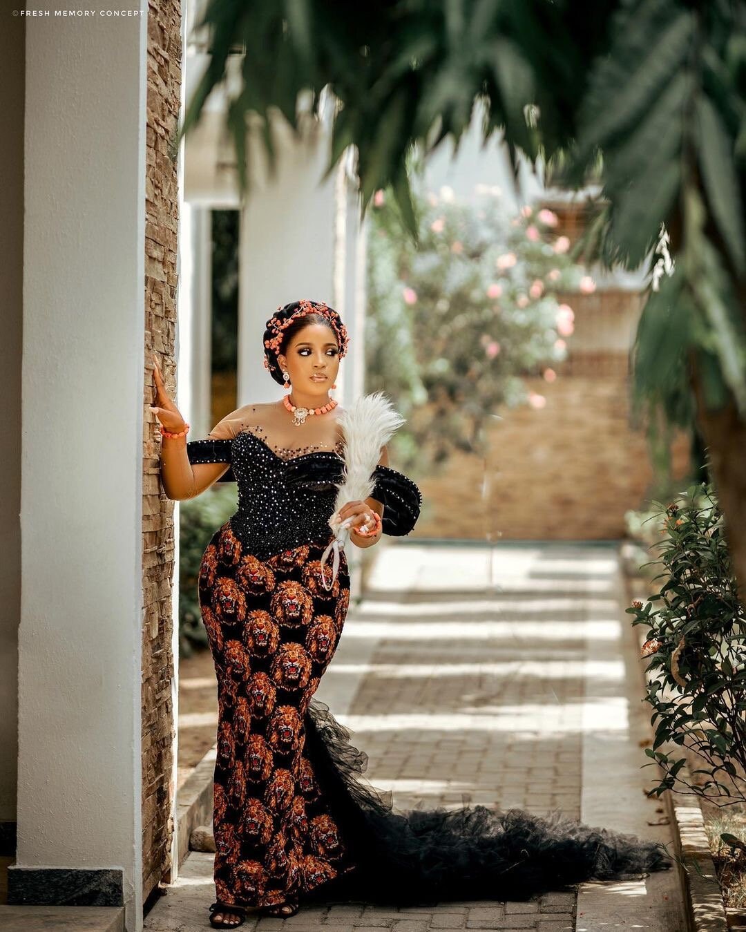 African Print Isi Agu Bridal Dress, Isi Agu Bridal Dress, Igbo Bride ...
