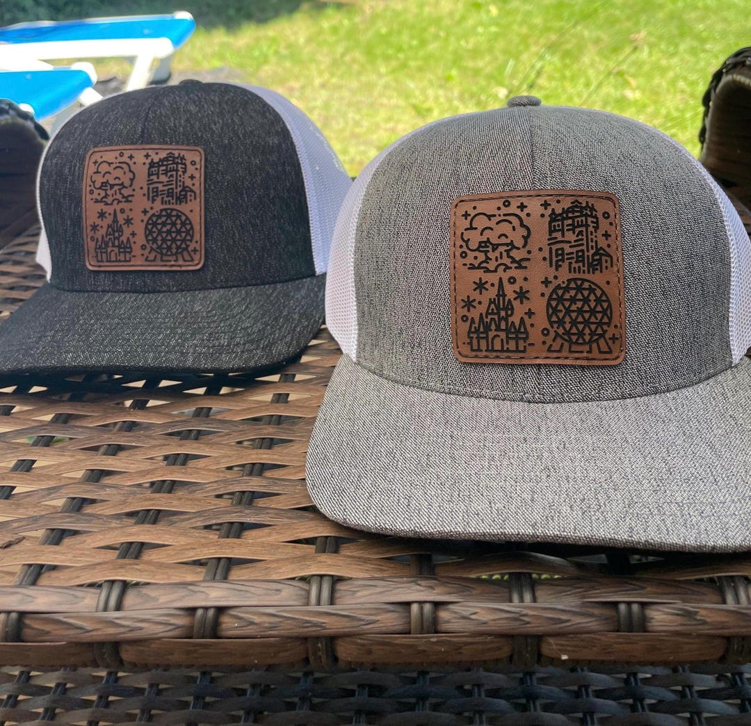 4 Parks Disney World Leather Patch Hat, Magic Kingdom, Epcot, Hollywood Studiod,animal Kingdom ...