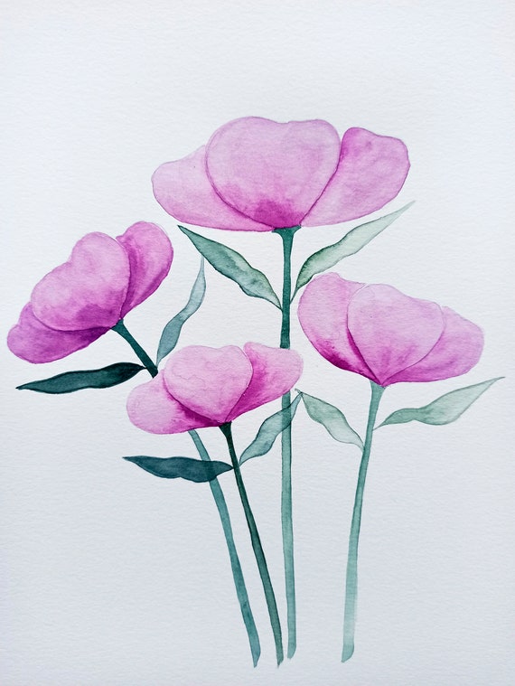 Watercolor Pink Flowers