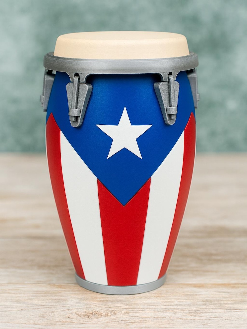 Puerto Rican Flag Mini Conga Drum | 3D Printed Boricua Decor - Etsy