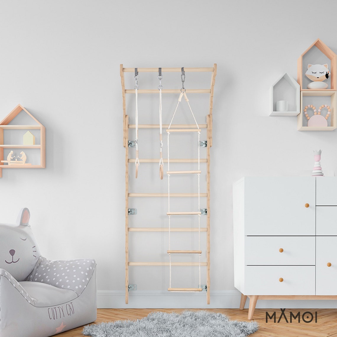 Mamoi ® Midi Climbing Frame for Children's | Wall Bars | Gymnastic Wall ...