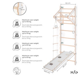 MAMOI® Swedish Ladder, Wooden Gorilla Gym for Kids, Indoor Baby ...