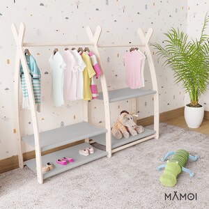 MAMOI® Dressing up Rail for Kids Made of Natural Wood, Baby Accessories ...