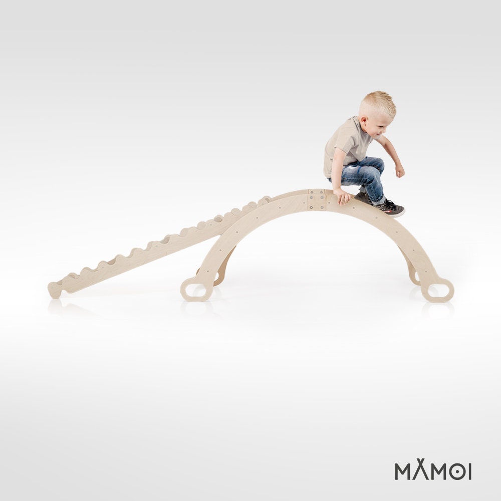 MAMOI® Indoor Climbing Frame for Toddlers, Wooden Baby Gym With Slide ...