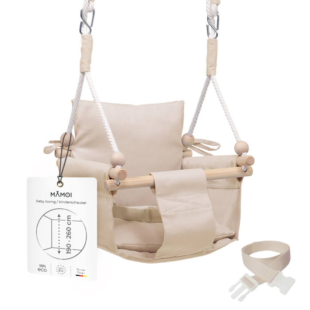 MAMOI® Wooden Baby Swing Seat for Toddlers, Indoor Toddler Swings Chair ...