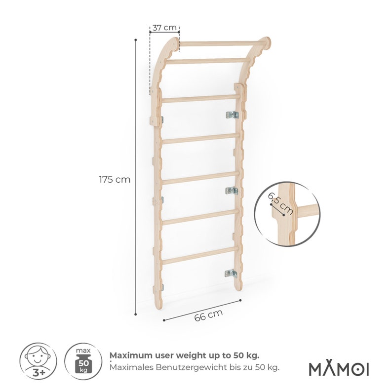Mamoi ® Midi Climbing Frame for Children's | Wall Bars | Gymnastic Wall ...