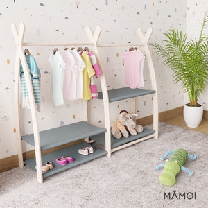 MAMOI® Dressing up Rail for Kids Made of Natural Wood, Baby Accessories ...