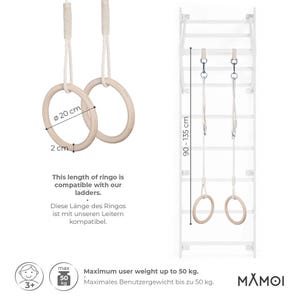 MAMOI® Turnringe holz, Trapez schaukel, Gymnastikringe und Trapezstange ...