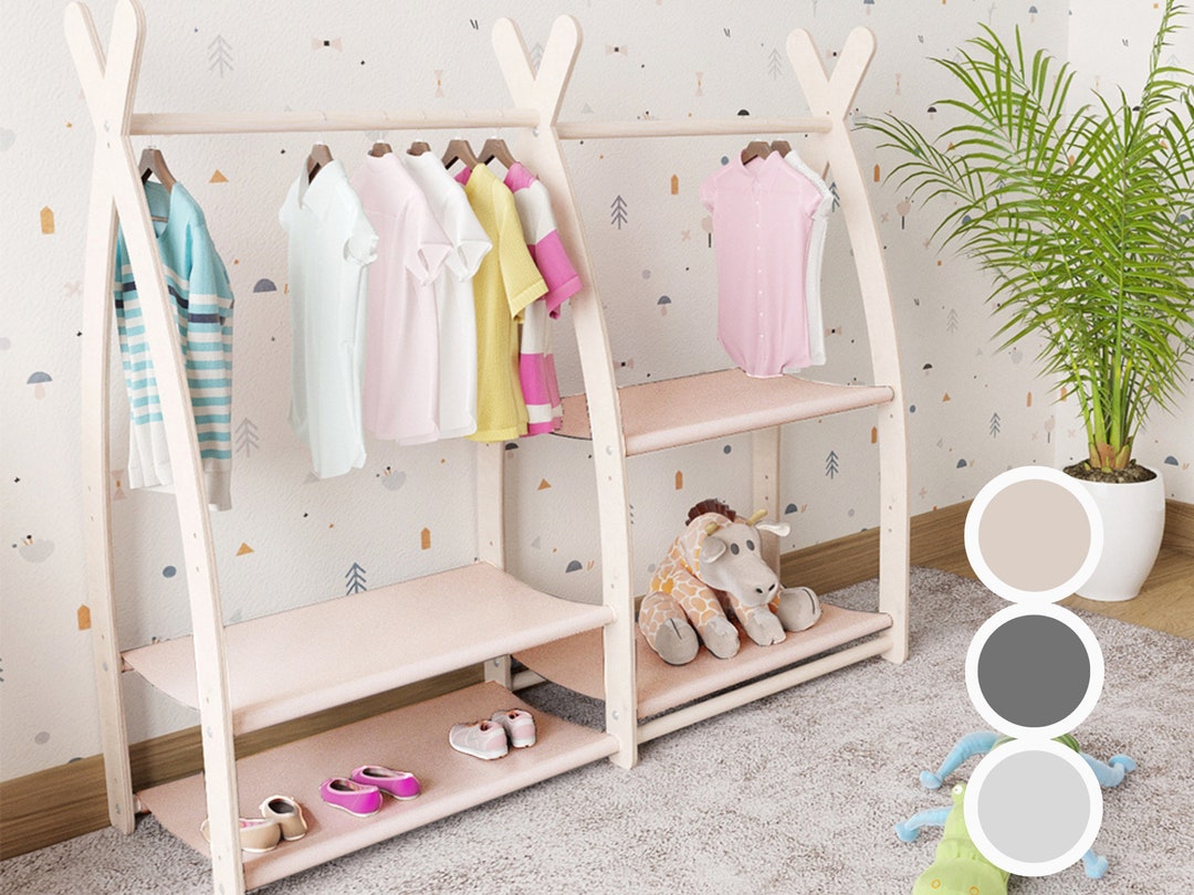 MAMOI® Dressing up Rail for Kids Made of Natural Wood, Baby Accessories ...