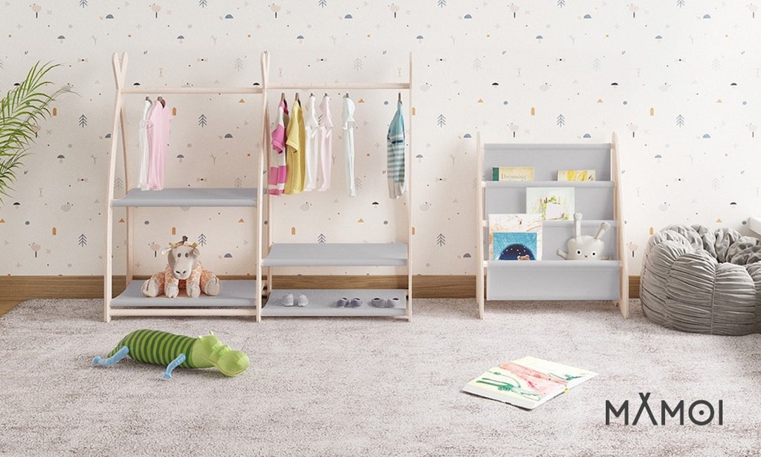 Mamoi ® Children Clothes Rail | Kids Bookcase | Dress up Rail and Books ...