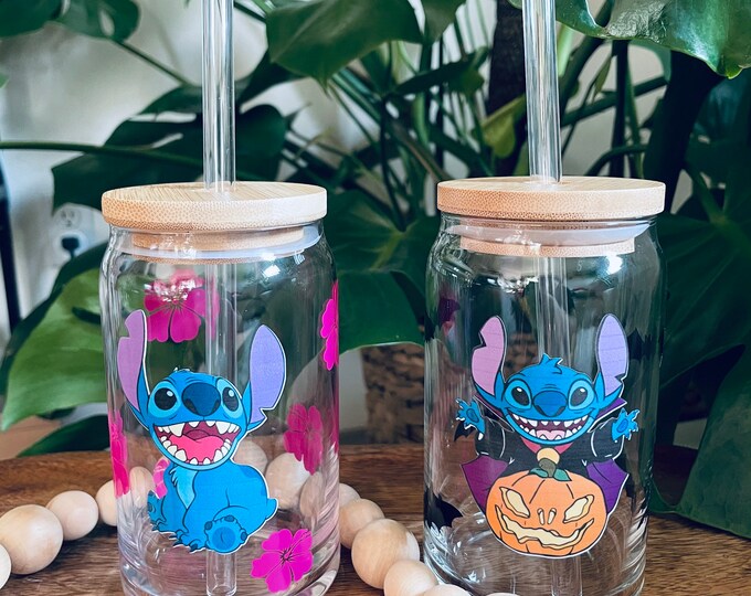 Stitch Glass Cup, Stitch Lover, Stitch Gifts, Stitch Tumbler - Etsy