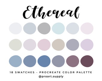 BLUEBONNET PROCREATE COLOR Palette Hex Codes Blue Gray | Etsy