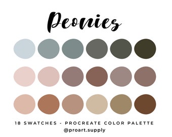 MOODY PROCREATE Color Palette Hex Codes Gray Blue Brown | Etsy