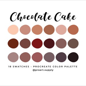 CHOCOLATE CAKE PROCREATE Color Palette Hex Codes Brown | Etsy Australia