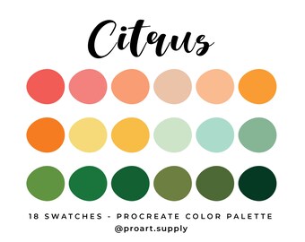 TWILIGHT PROCREATE Color Palette Hex Codes Yellow, Orange, Green, Blue ...