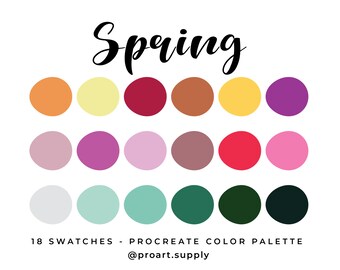SPRING PROCREATE Color Palette Hex Color Codes Pink Red - Etsy