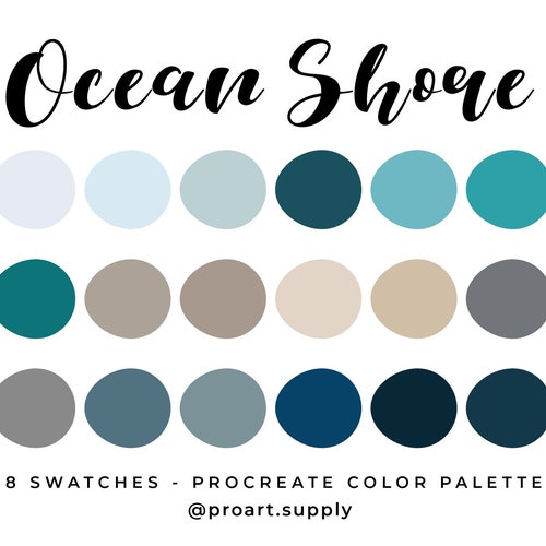 Ocean Shore Procreate Color Palette Hex Codes Blue Gray Etsy