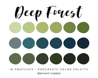 DEEP FOREST PROCREATE Color Palette Hex Color Codes Green, Blue for ...