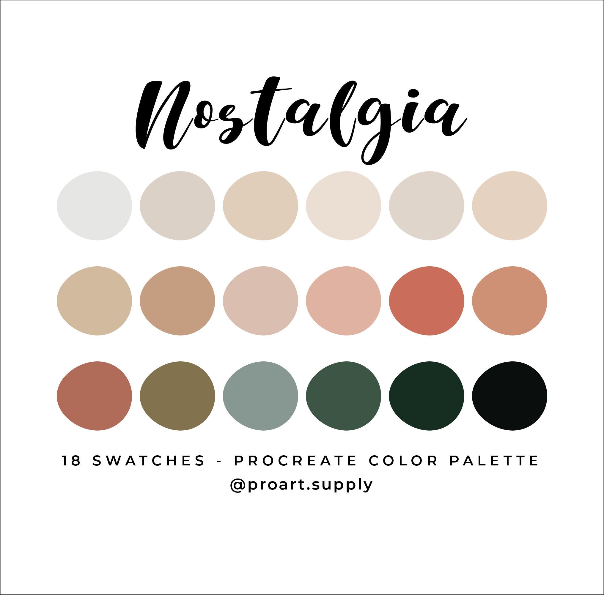 NOSTALGIA MOOD PROCREATE Color Palette Hex Codes Gray - Etsy Canada