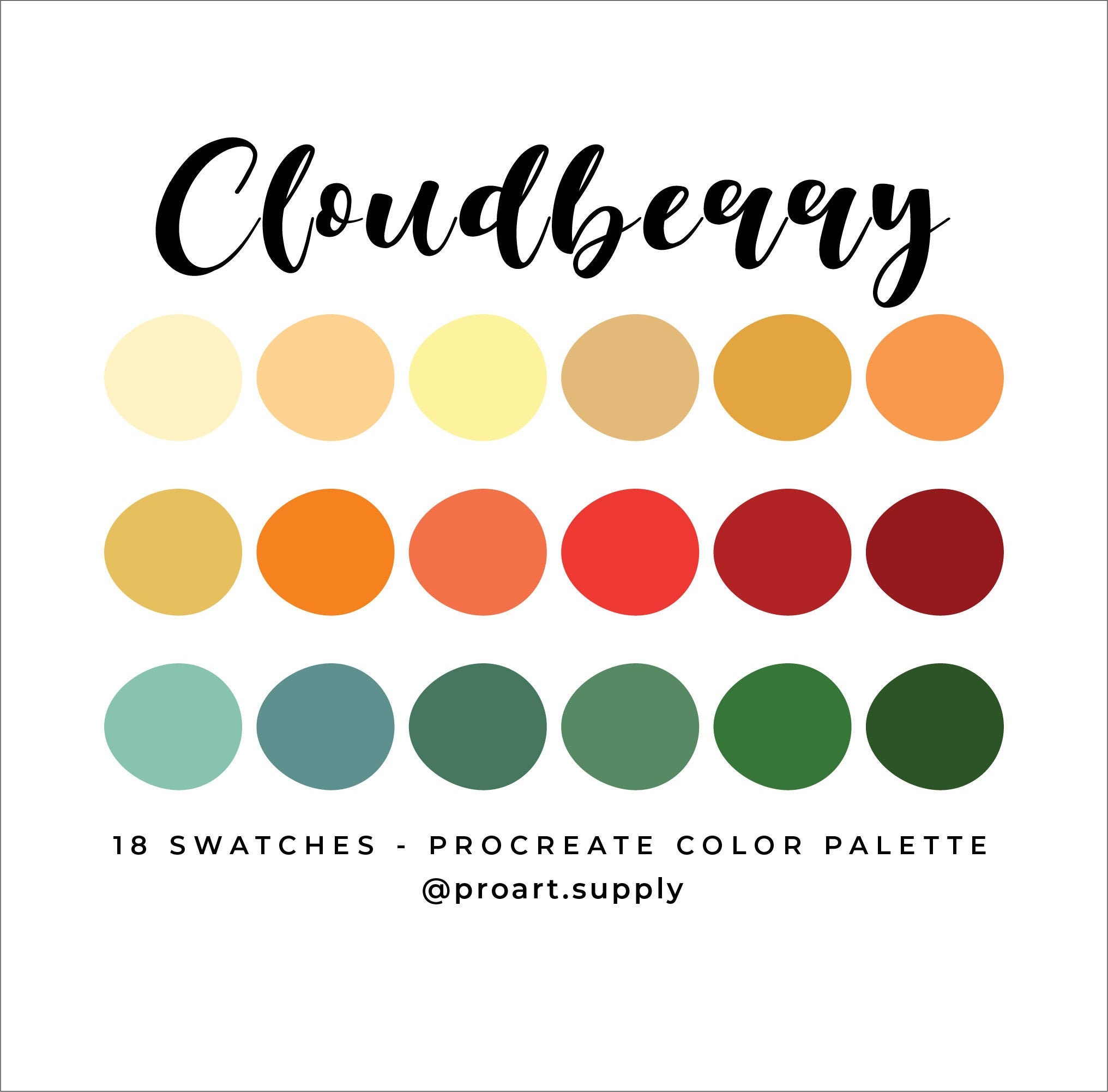 Paleta de colores CLOUDBERRY PROCREATE códigos hexadecimales Amarillo ...