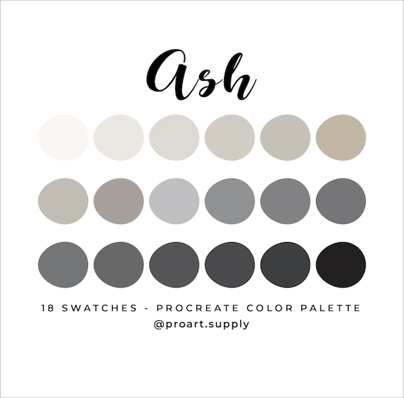 ASH PROCREATE COLOR Palette Hex Codes Tan Gray Charcoal - Etsy Denmark